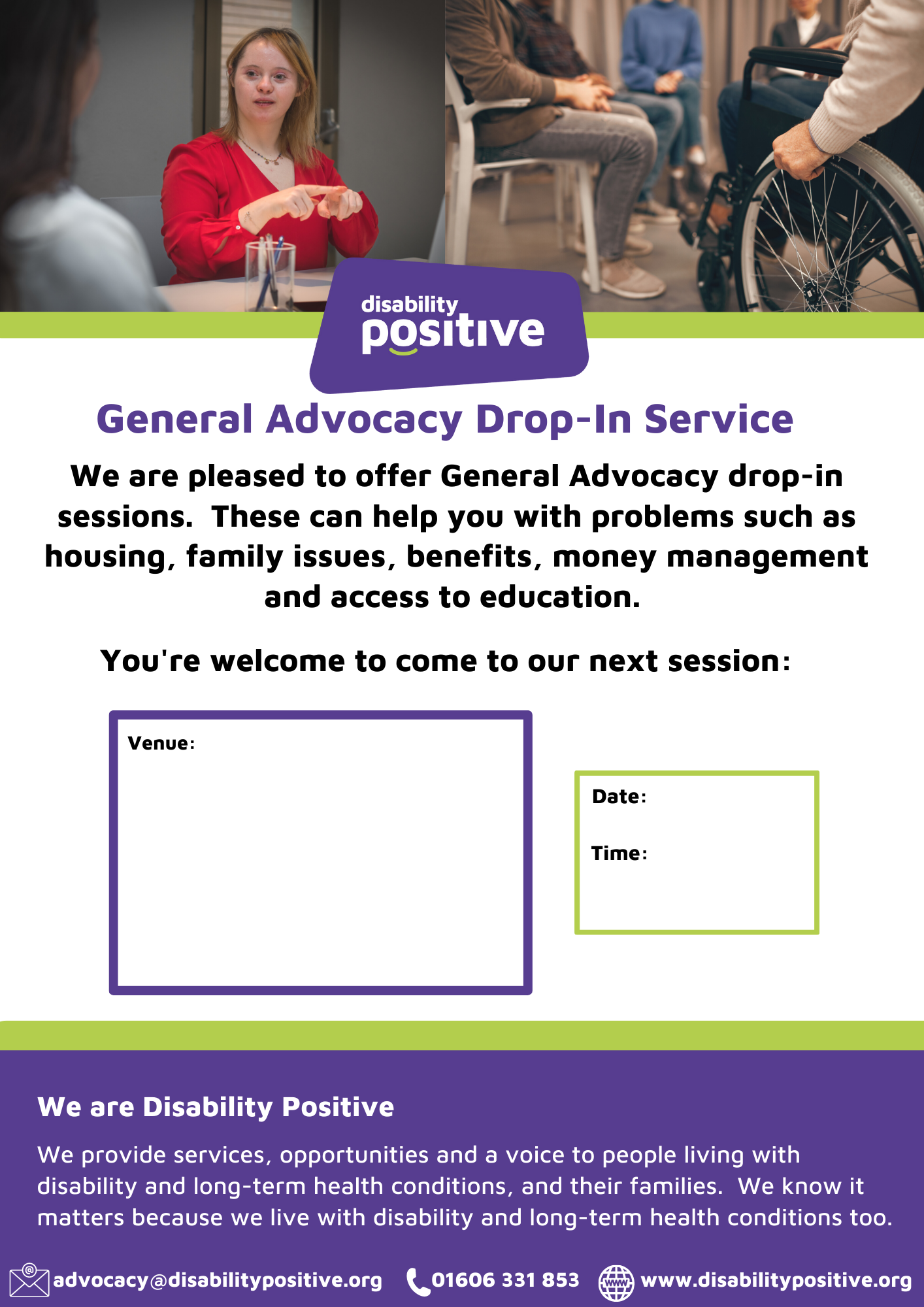General Advocacy Drop-In Session - Disability Positive